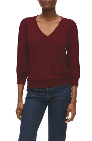 Michael Stars Gabriella V-Neck Top Plum