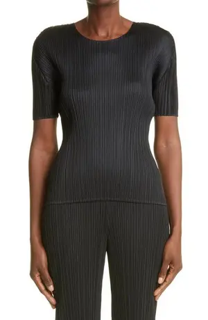 Issey Miyake Pleated Top - Black