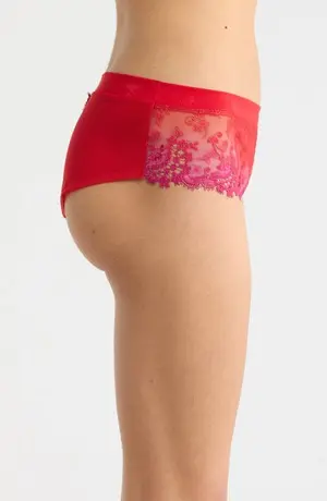 Simone Perele Wish Embroidered Boyshorts - Rainbow Red
