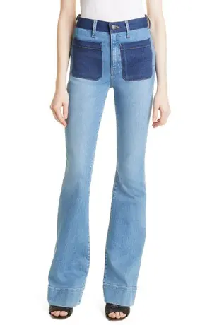 Veronica Beard Florence Colorblock Flare Jeans