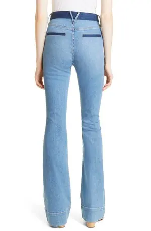 Veronica Beard Florence Colorblock Flare Jeans