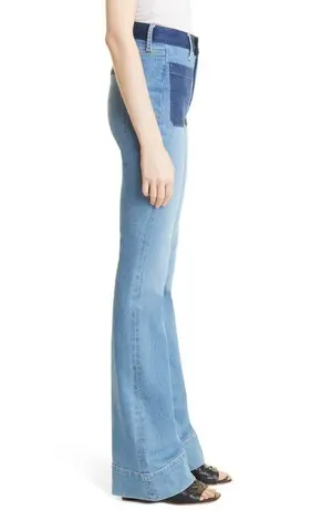 Veronica Beard Florence Colorblock Flare Jeans