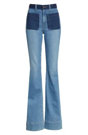 Veronica Beard Florence Colorblock Flare Jeans