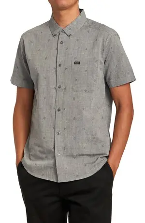 Rvca That'll Do Dobby Short Sleeve Button-down Shirt Grey