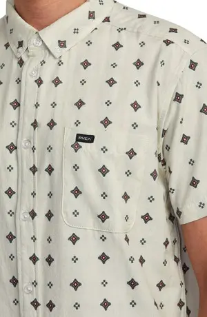 Rvca That'll Do Dobby Short Sleeve Button-down Shirt - Latte