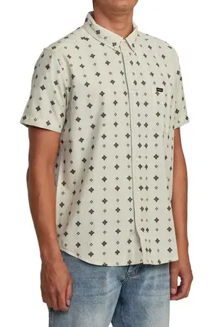 Rvca That'll Do Dobby Short Sleeve Button-down Shirt - Latte