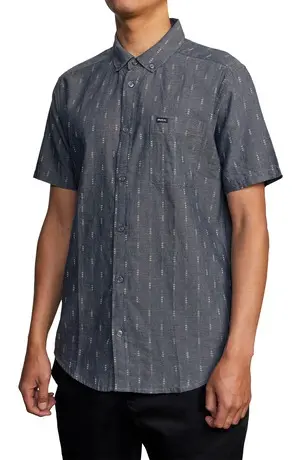 Rvca That'll Do Dobby Short Sleeve Button-down Shirt Moody Blue 2