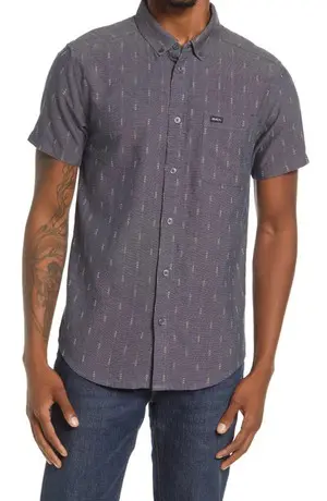 Rvca That'll Do Dobby Short Sleeve Button-down Shirt Moody Blue