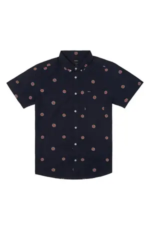 Rvca That'll Do Dobby Short Sleeve Button-down Shirt New Moody