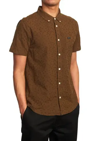 Rvca That'll Do Dobby Short Sleeve Button-down Shirt Tobacco