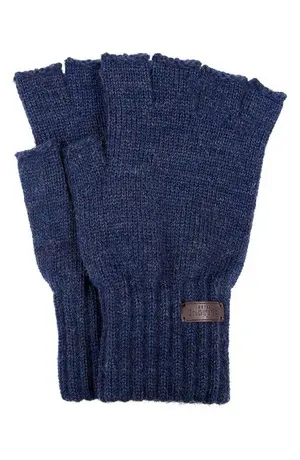 Barbour Fingerless Wool Gloves - Navy