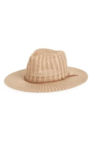 Treasure & Bond Packable Cable Weave Straw Panama Hatbeige