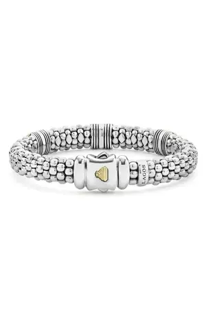 Lagos Fluted & Diamond Station Bracelet