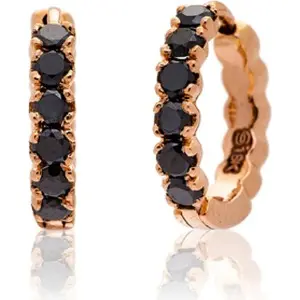 Sethi Couture Black Diamond Huggie Hoop Earrings - Rose Gold