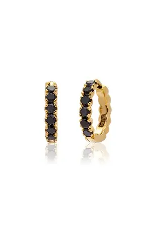 Sethi Couture Sethi Couture Black Diamond Huggie Hoop Earrings Yellow Gold