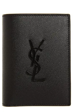 Saint Laurent Monogram Pebbled Leather Bifold Walletblack