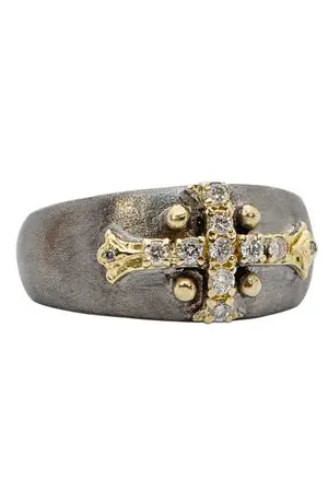 Armenta Old World Diamond Cross Ring