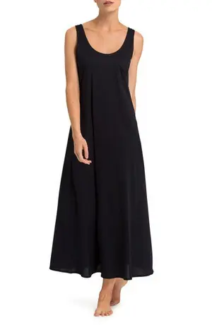 Hanro Cotton Deluxe Long Tank Gown - 019 - Black