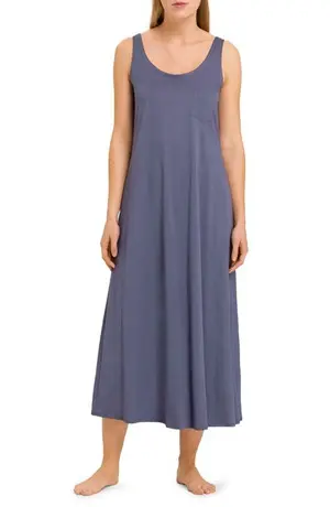 Hanro HANRO Cotton Deluxe Long Gown Nightshade