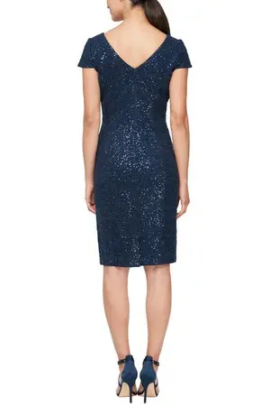 Alex Evenings Sequin Corded Lace Cocktail Dress