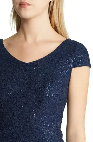 Alex Evenings Sequin Corded Lace Cocktail Dress