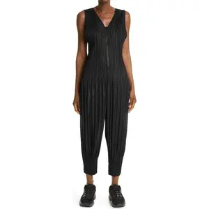 Issey Miyake Pleats Please Issey Miyake Pleated Sleeveless Jumpsuit Black