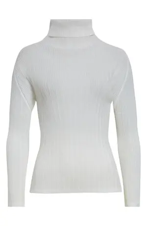 Issey Miyake Pleated Long Sleeve Turtleneck - White