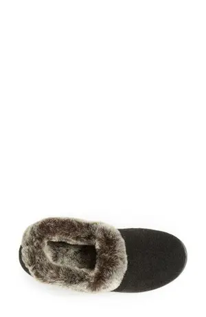 Acorn Faux Fur Slipper - Black