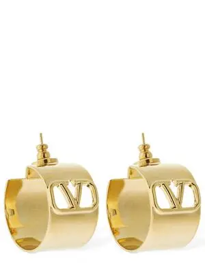 Valentino Garavani V Logo Bolded Hoop Earrings - Gold