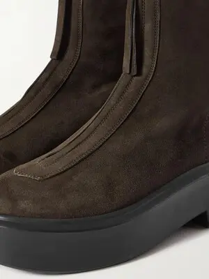 THE ROW Suede Platform Ankle Boots