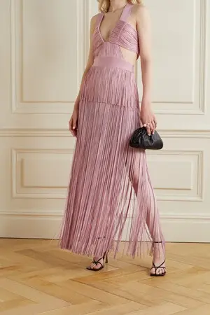 Herve Leger Cutout Fringed Bandage Gown