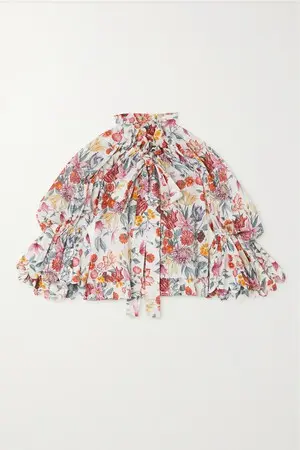 Horror Vacui Thea Tie-detailed Ruffled Floral-print Cotton Blouse