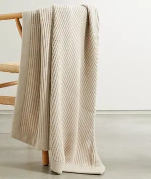 Brunello Cucinelli Ribbed Cashmere Blanket - Neutrals