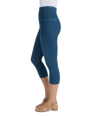 Lyssé Denim Capri Leggings - Mid Wash