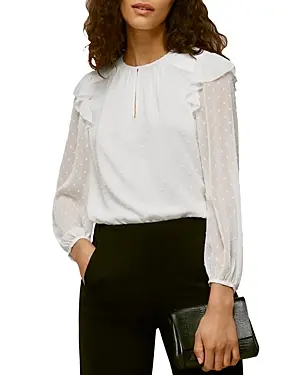 Whistles Sophia Dobby Smocked Top