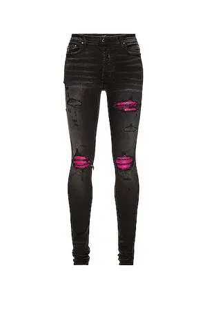 Amiri Mx1 Cracked Pink Leather In Black