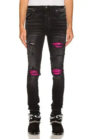 Amiri Mx1 Cracked Pink Leather In Black