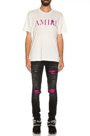 Amiri Mx1 Cracked Pink Leather In Black