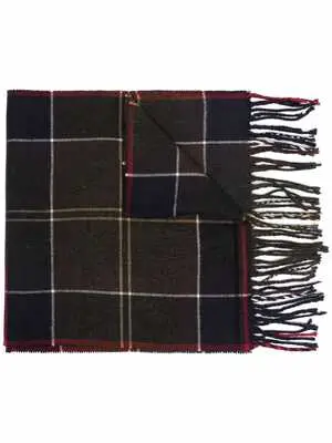 Barbour Check-print Fringed Scarf - Blue