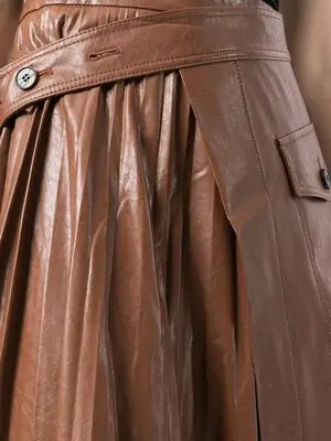 Lvir Faux Leather Wrap Midi Skirt
