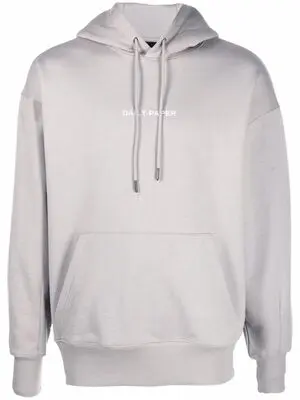 DAILY PAPER Logo Print Cotton Hoodie - Grey