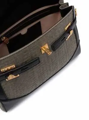 Balmain Embossed-monogram Leather-trim Tote
