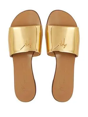 GIUSEPPE ZANOTTI Shirley Metallic Flat Sandals - Gold