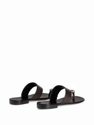 GIUSEPPE ZANOTTI Norbert Leather Toe-loop Sandals - Brown