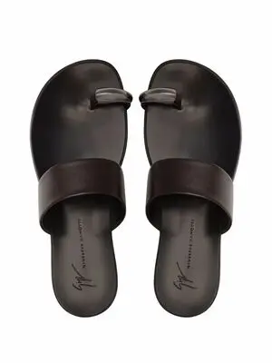 GIUSEPPE ZANOTTI Norbert Leather Toe-loop Sandals - Brown