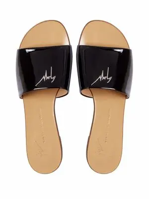 GIUSEPPE ZANOTTI Shirley Patent-effect Sandals - Black