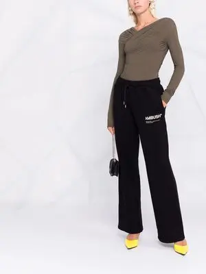 AMBUSH Logo-print Fleece Track Pants - Black