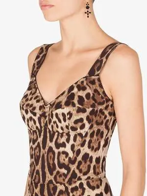 Dolce & Gabbana Leopard-print Bustier Bodysuit - Brown