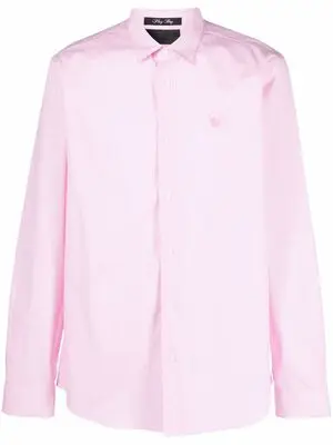 Philipp Plein Skull Embroidered Striped Shirt - Pink