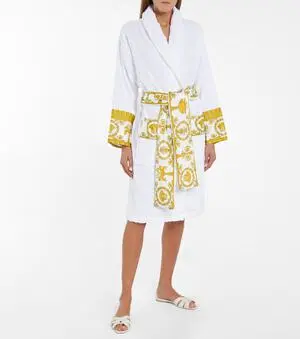 Versace Baroque Cotton Bathrobe - White
